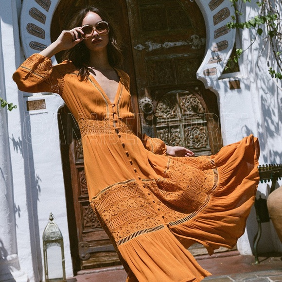 Spell | Dresses | Uft Spell Olivia Luxe Lace Dress Maple Large | Poshmark